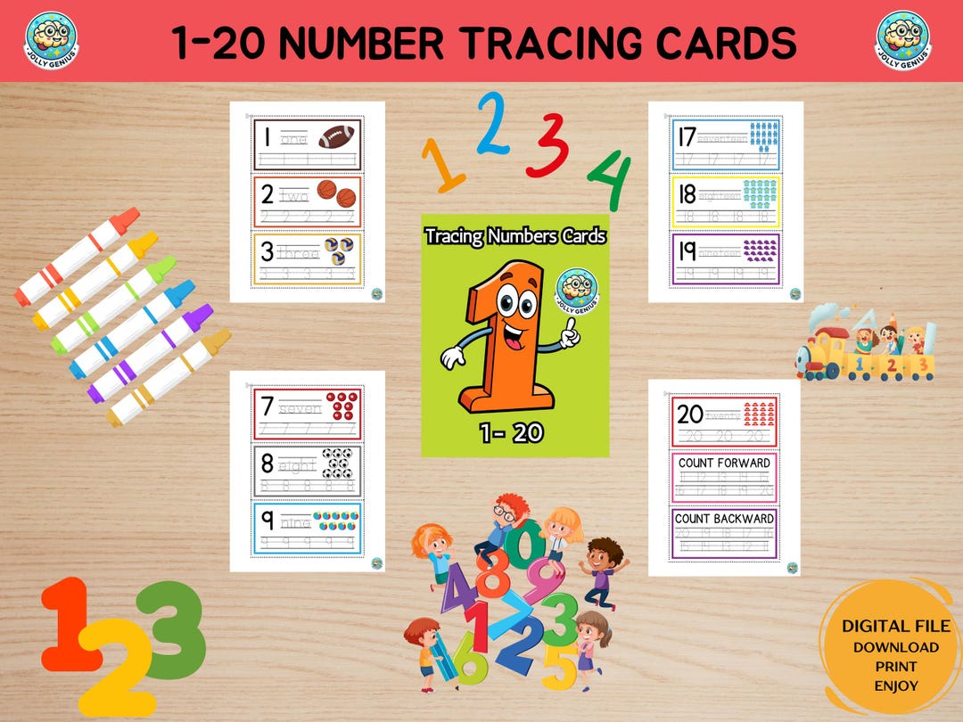 Tracing Cards Numbers 1-20 Number Practice Flashcards Preschool ...