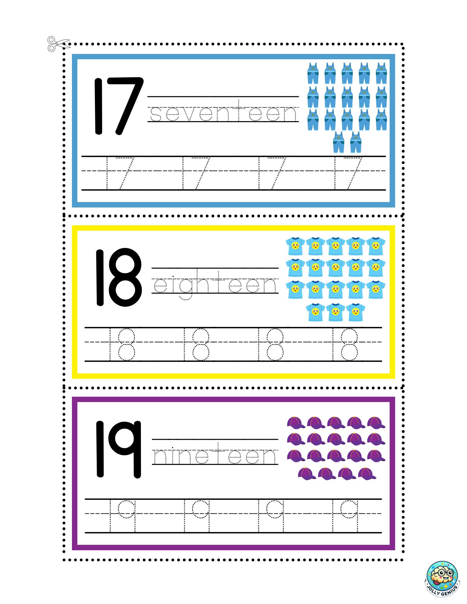Tracing Cards Numbers 1-20 Number Practice Flashcards Preschool ...