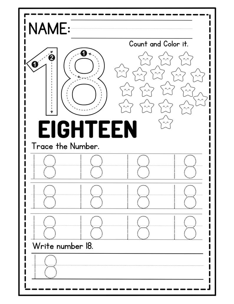 20 Number Tracing Worksheets, Traceable Numbers, Preschool Worksheets ...