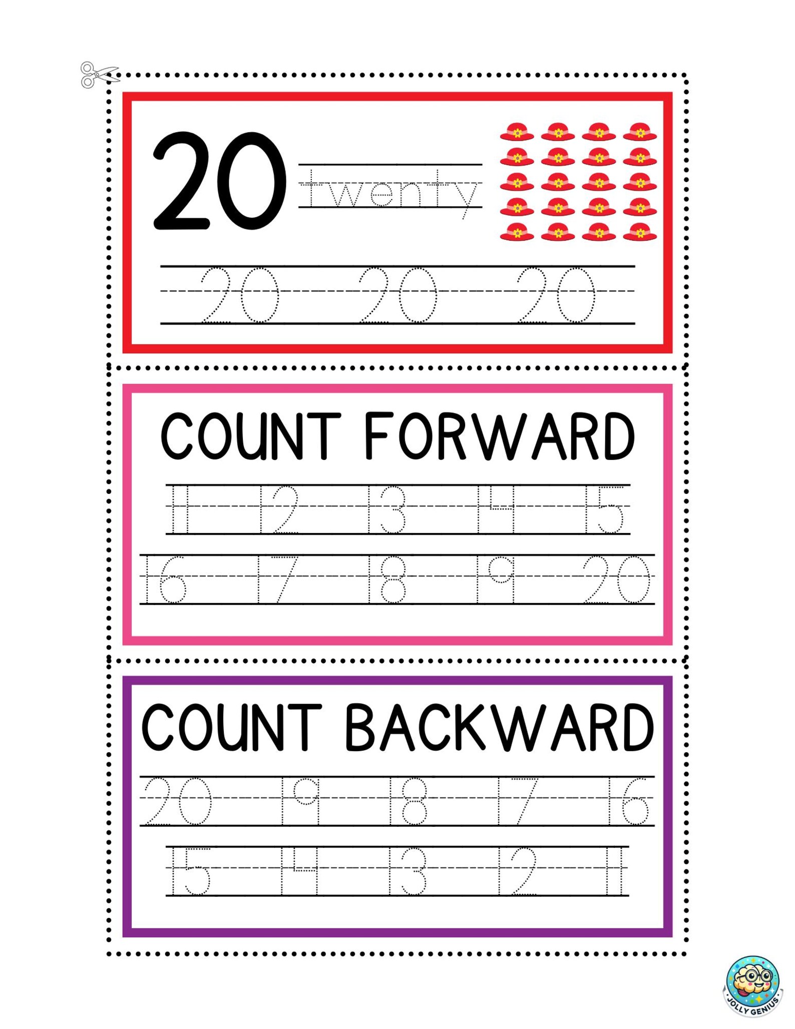 Tracing Cards Numbers 1-20 Number Practice Flashcards Preschool ...