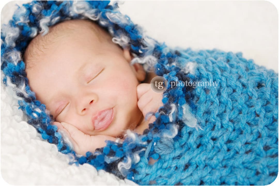 Papoose Newborn Boy Eskimo Hood Cocoon Hand Knitted Winter Photography ...
