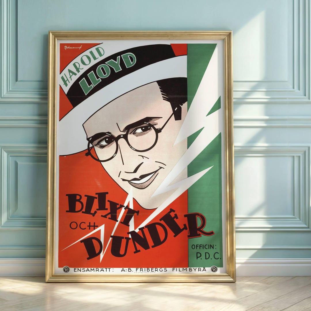 Vintage Harold Lloyd Movie Poster | Blixt Och Dunder Art | 1920s 1930s ...
