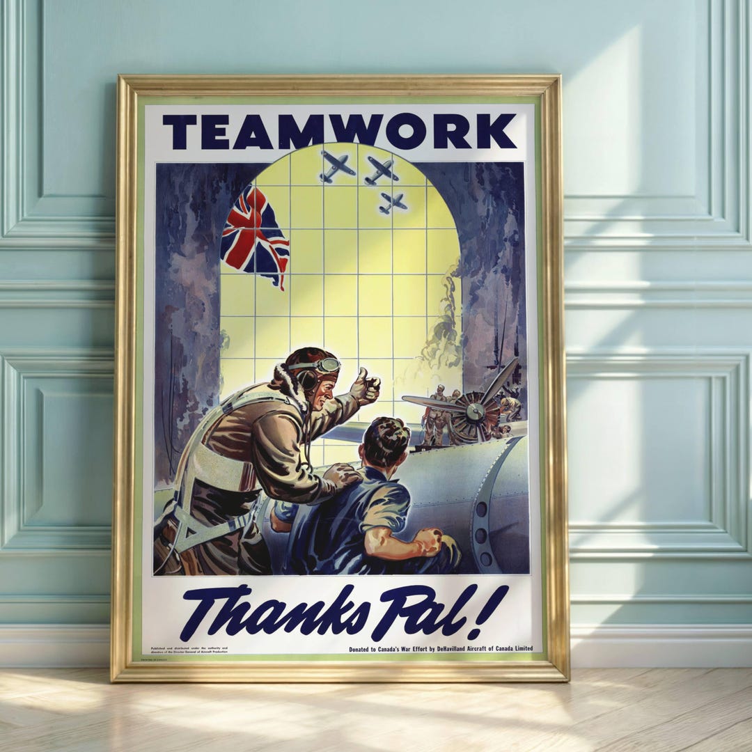 WWII Aviation Propaganda Poster: Teamwork & Unity - Canadian Wartime Print - Etsy