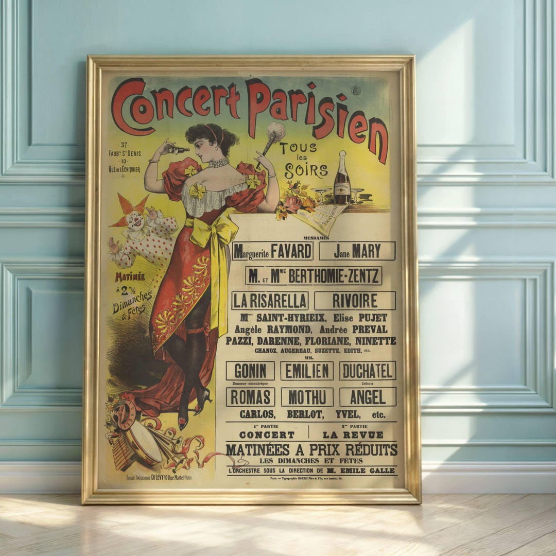 Vibrant Concert Parisien Poster | Belle Époque Art | Colorful Vintage ...