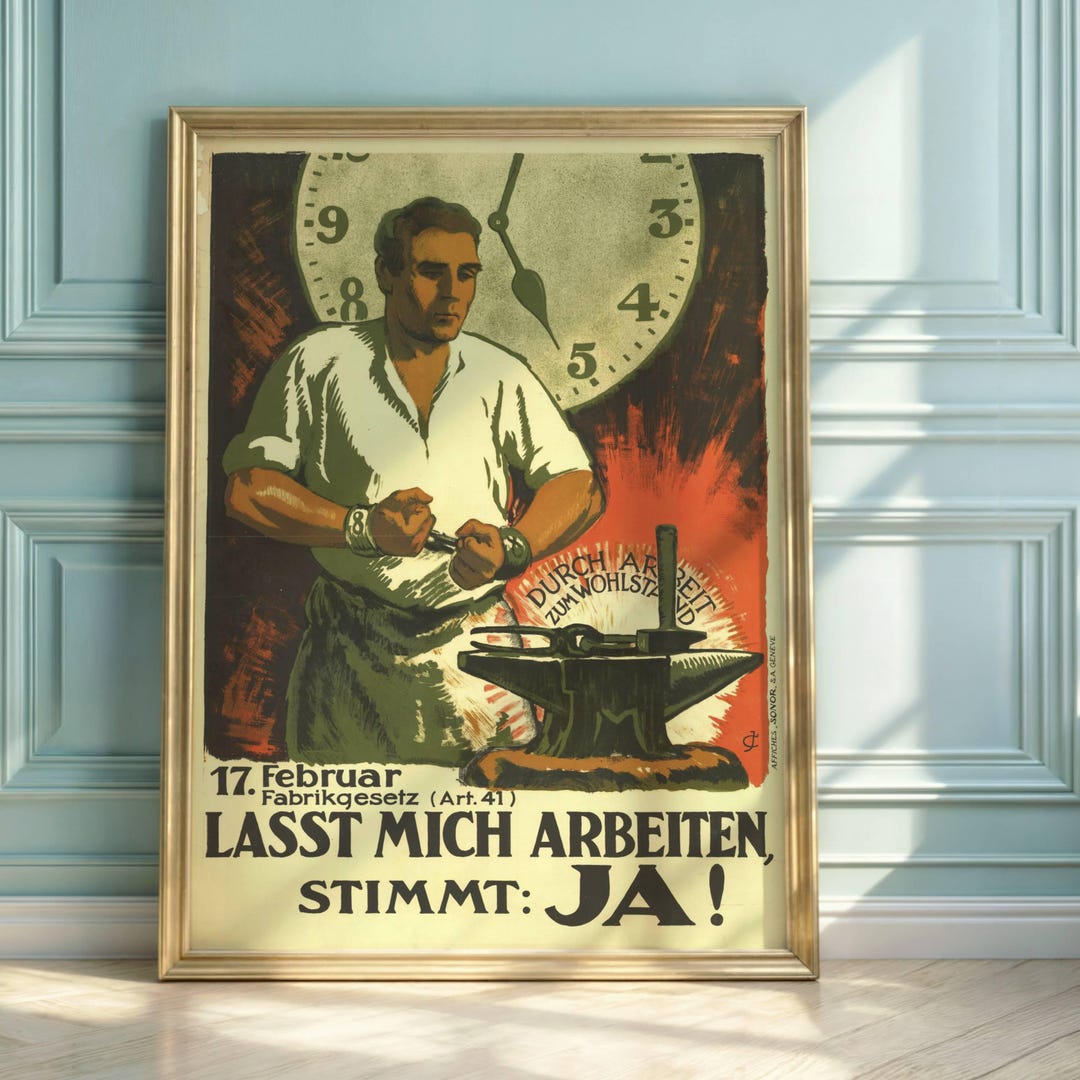 Vintage Labor Movement Poster: Industrial Worker Propaganda Art - Etsy