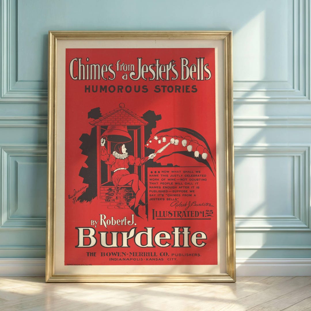 Vintage Jester Book Cover Art Print: Red & Black Typography - Etsy