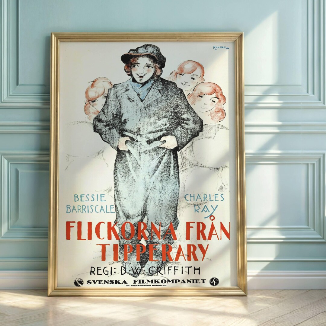 Vintage Movie Poster: Flickorna Från Tipperary, Art Deco Silent Film ...
