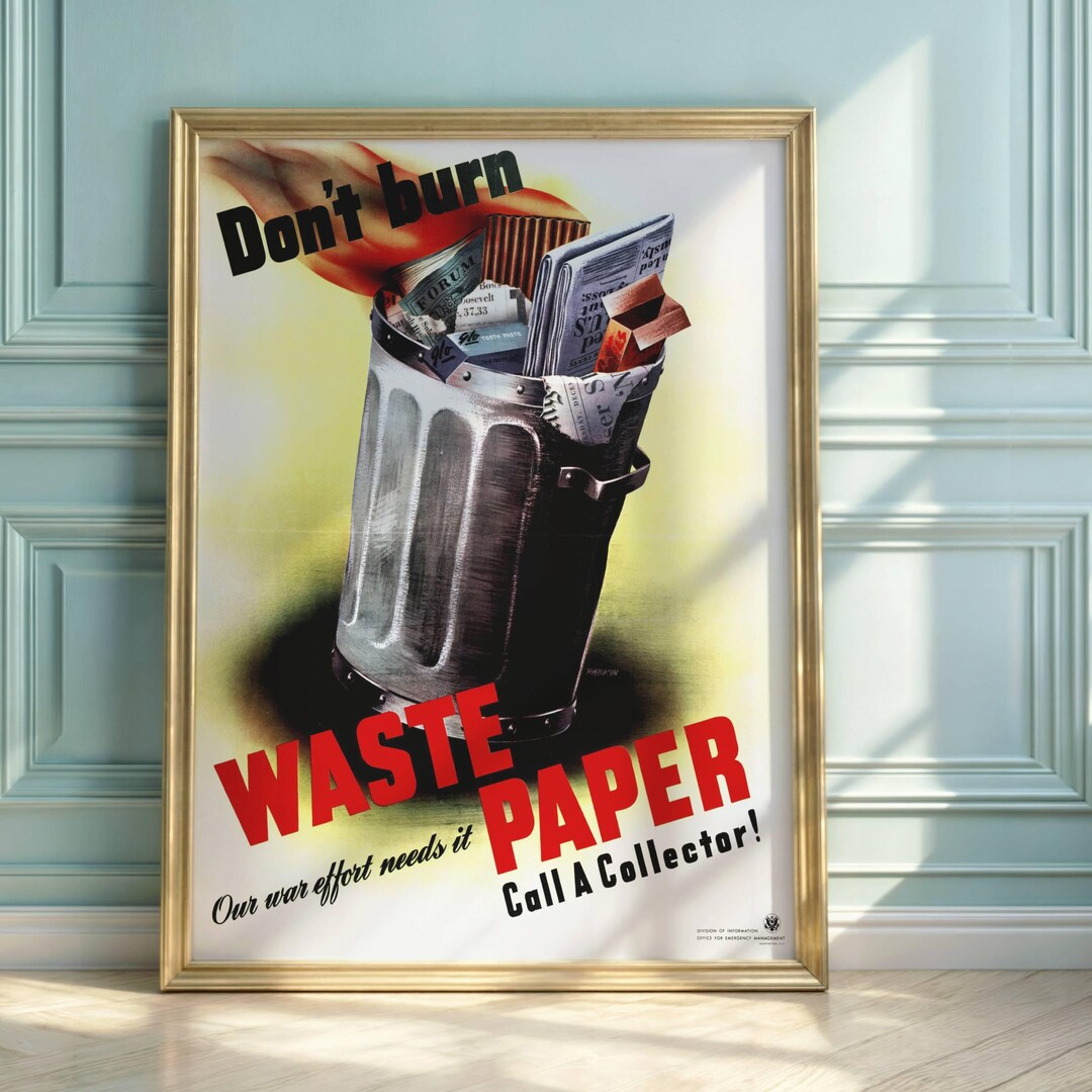Vintage WWII Recycling Poster | Bold Typography & Propaganda Art ...