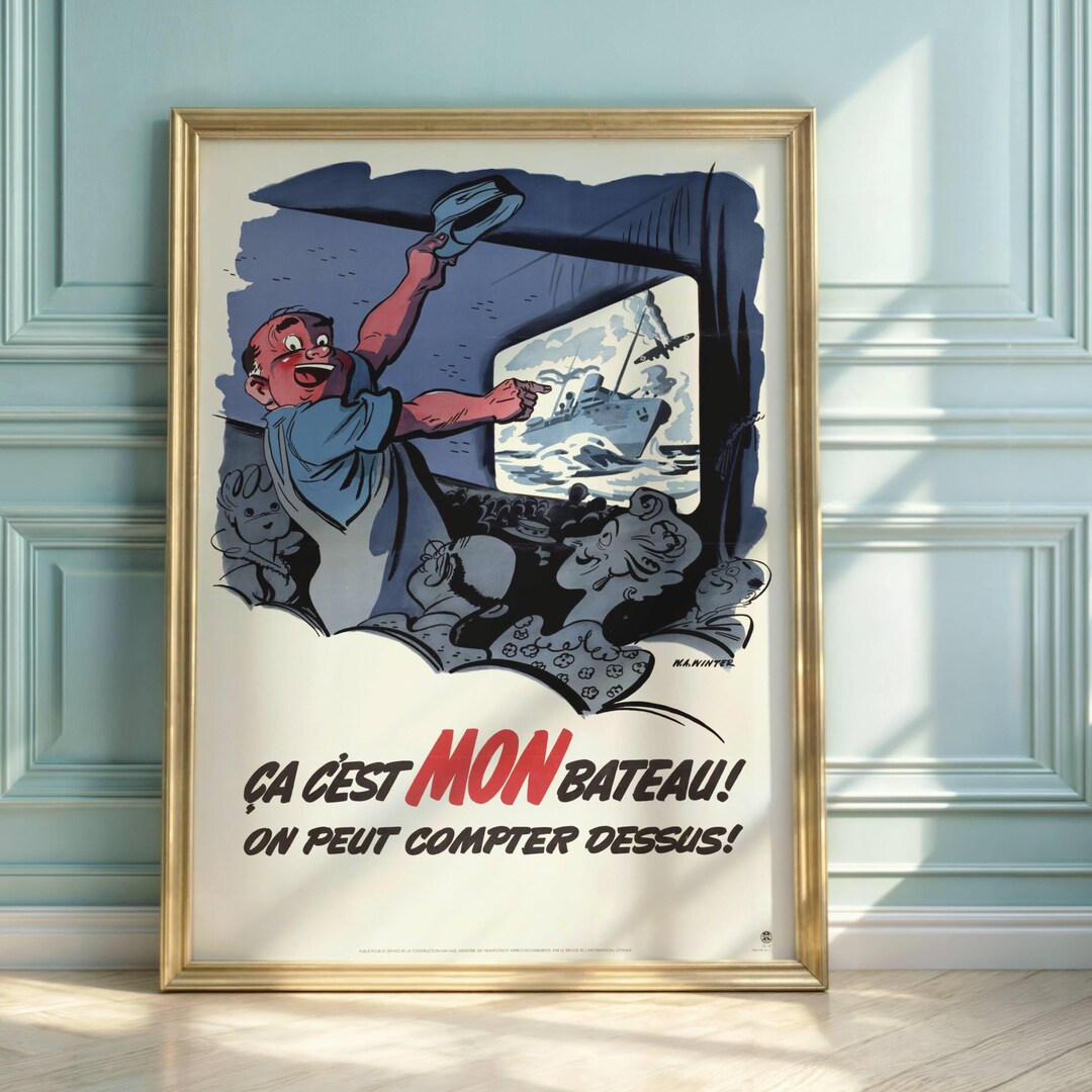 Vintage WWII Shipbuilding Poster | Canadian Propaganda Art | Mid ...