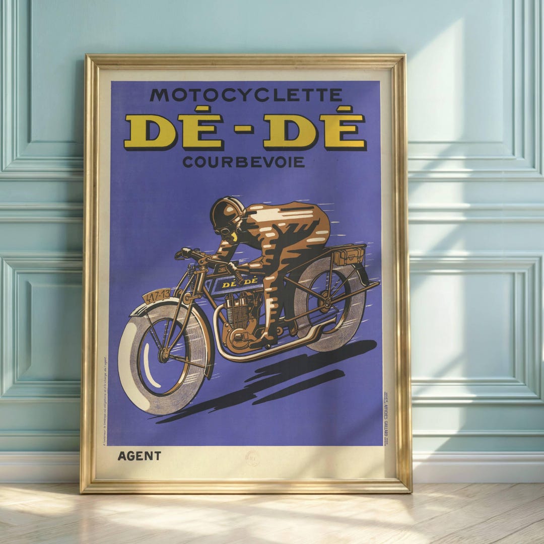 Vintage Art Deco Motorcycle Poster | Dé-Dé Motorcycles Advertisement ...