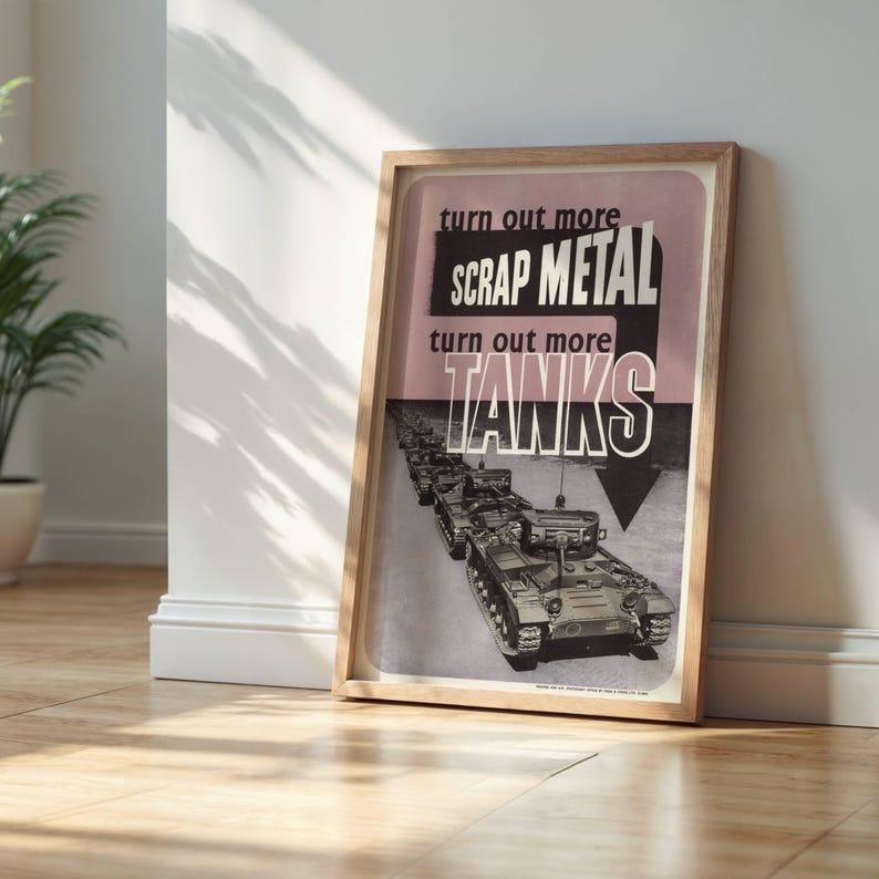 Vintage WWII Propaganda Poster | Scrap Metal to Tanks Art | Historical ...
