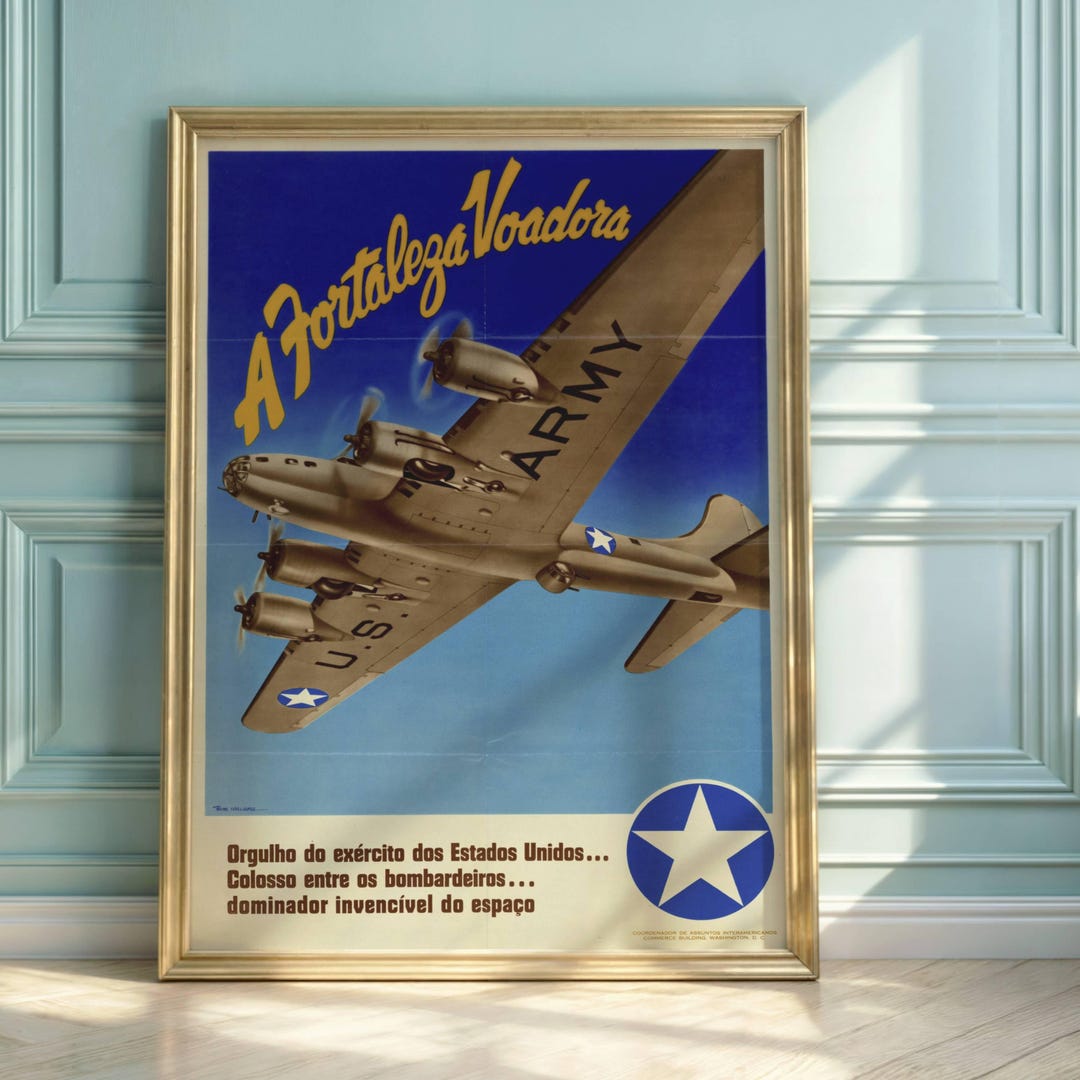 Vintage Boeing B-17 Flying Fortress Poster | WWII American Bomber Art ...