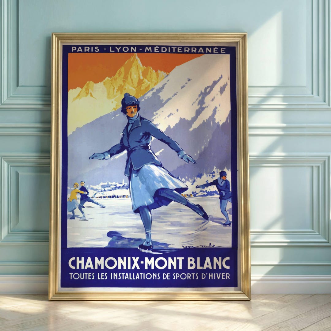 Vintage Chamonix-mont Blanc Travel Poster | Art Deco Style | Winter ...