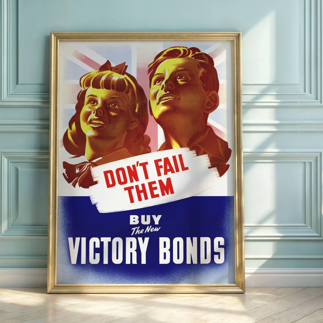 Vintage WWII Propaganda Poster | Buy Victory Bonds Art | Union Jack ...