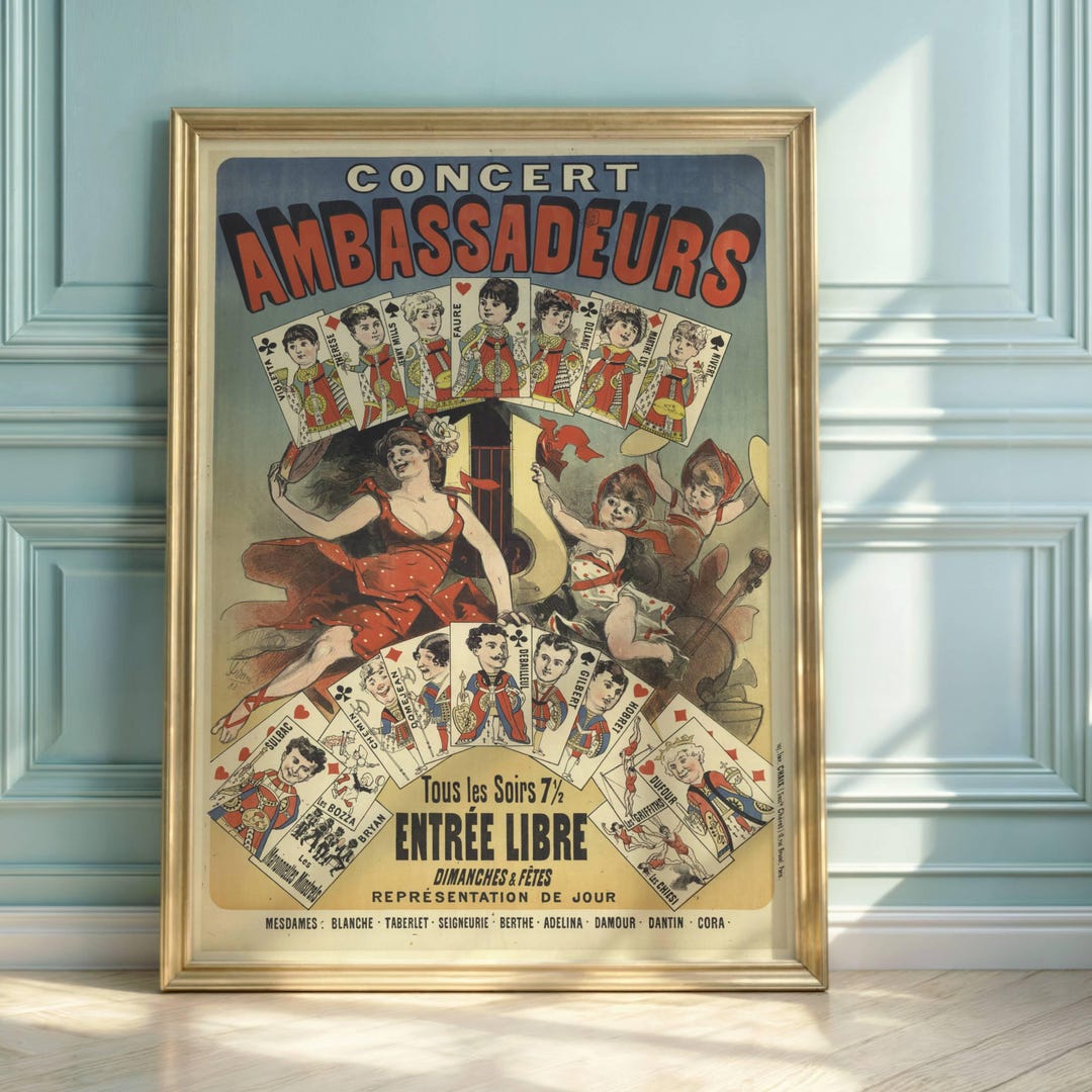 Vintage Concert Ambassadeurs Poster | Belle Époque Art Print | Colorful ...