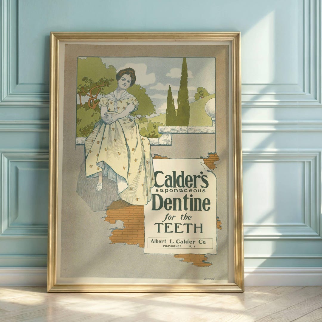 Art Nouveau Dental Ad Poster: Calder's Dentine, 19th Century Lithograph ...
