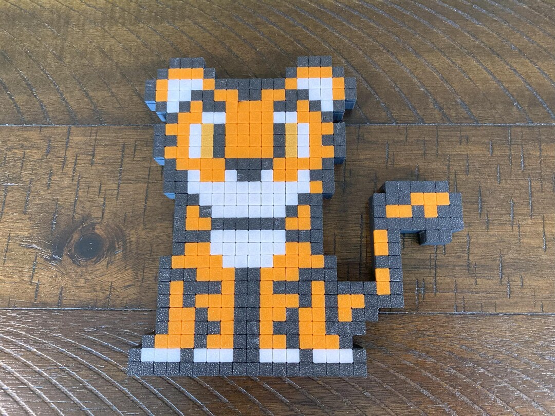 8-bit Style Tiger Cub Art Mosaic Puzzle, Cute Pixelated Tiger Cub ...