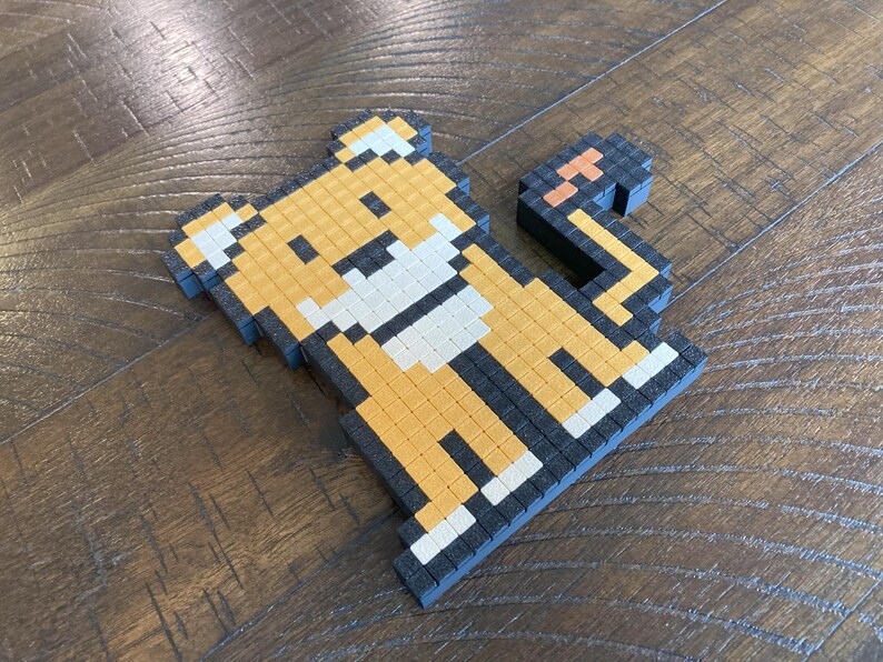 8-bit Style Lion Cub Art Mosaic Puzzle, Cute Pixelated Lion Cub Design ...