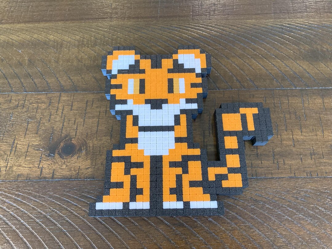 8-bit Style Tiger Art Mosaic Puzzle, Cute Pixelated Tiger Design, 3D ...