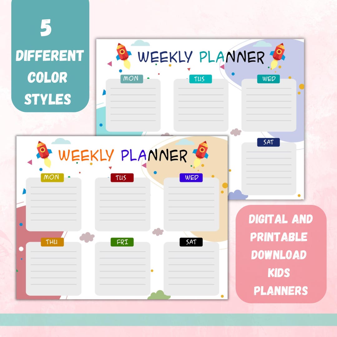 Kids Weekly Planner, Rainbow Daily Planner, Homeschool Organizer, Kids ...