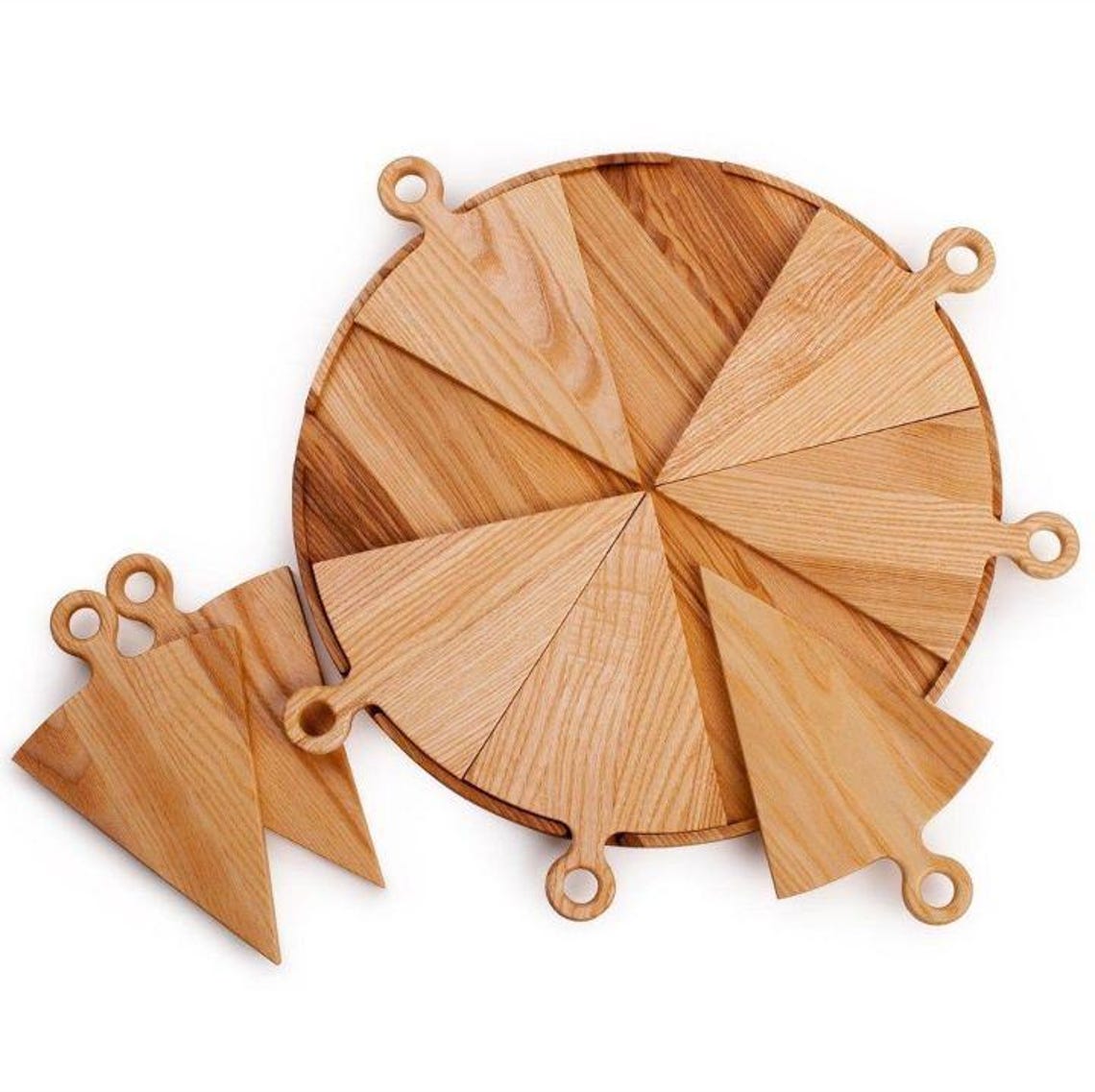 Wooden Pizza Serving Tray – Round Pizza Paddle With Slices - Etsy