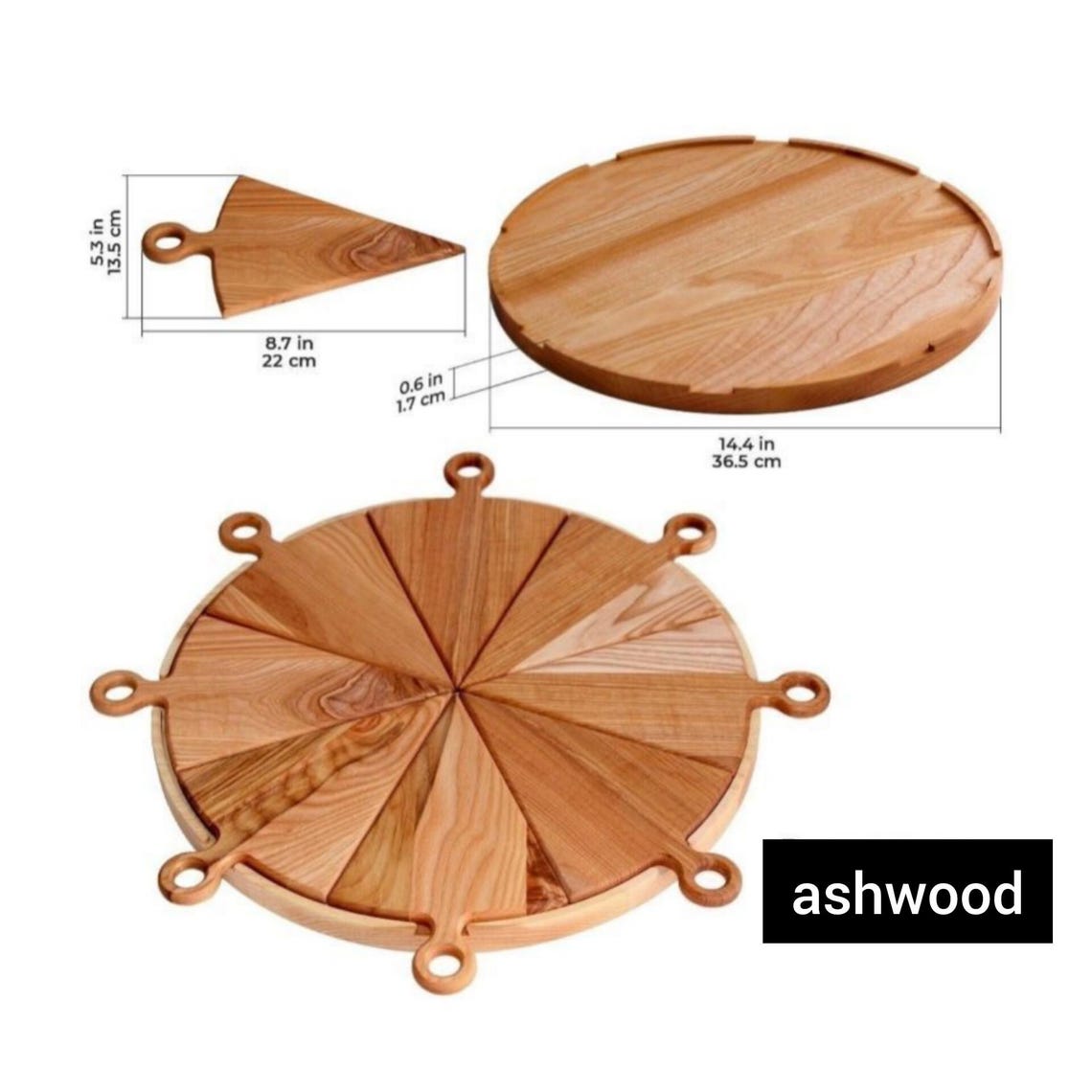 Wooden Pizza Serving Tray – Round Pizza Paddle With Slices - Etsy
