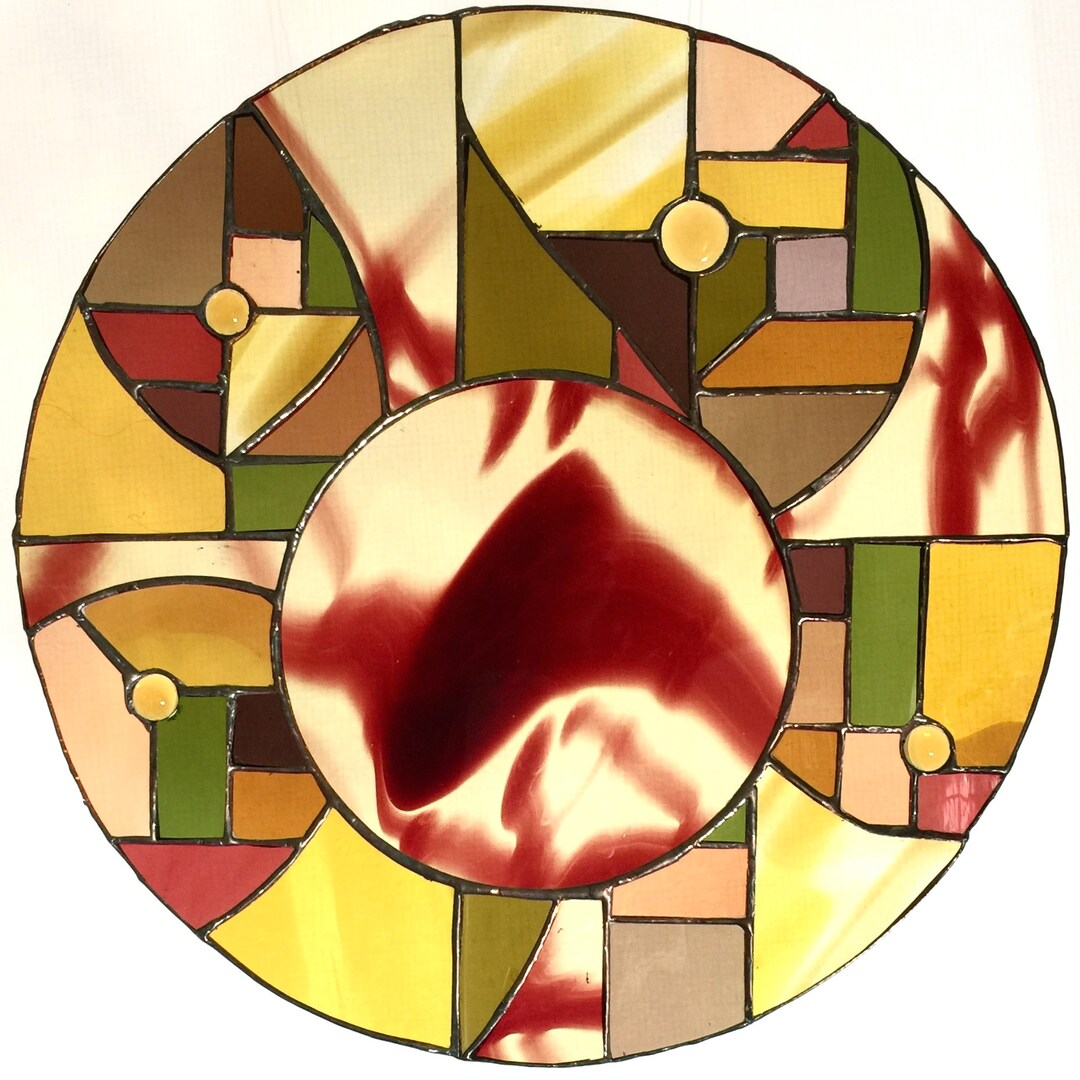 Stained Glass Window - "magic Reflection" Beautiful Reds, Hand Blown ...