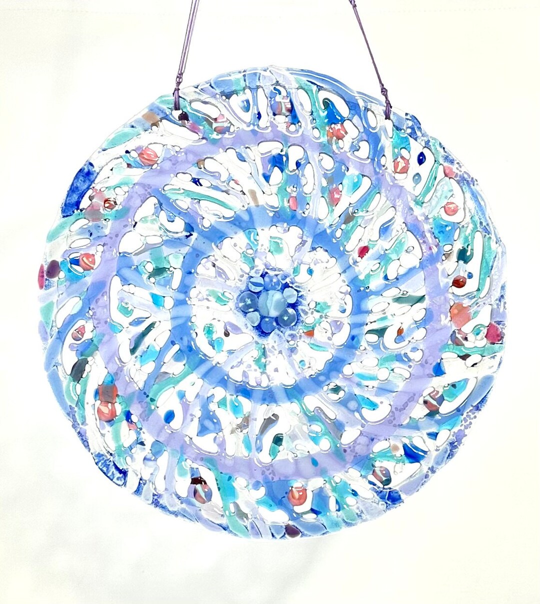 Magic Circle 12 Fused Glass Window Art Unique and One of a Kind - Etsy