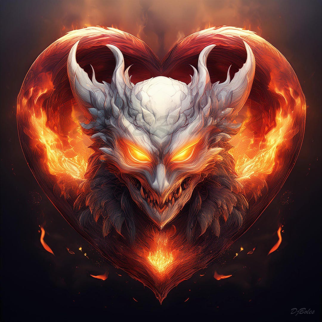 Hearts, Demons, Fantasy, Digital Download, Home Decor, Office Decor ...