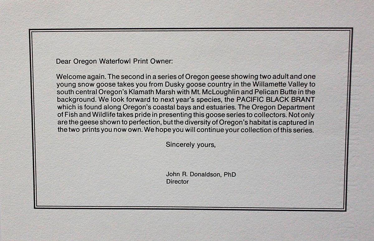 1985 Oregon Second in Series of State Duck Stamp Prints. Wall Art, Home ...