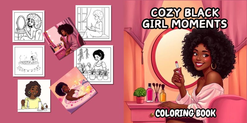 Cozy Black Girl Moments Coloring Pages PDF | Self Care Printable Pages ...