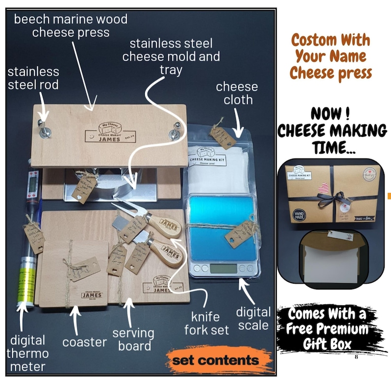 Cheese Making Kit,diy Cheese Kit,cheese Making Starter,cheese Press ...