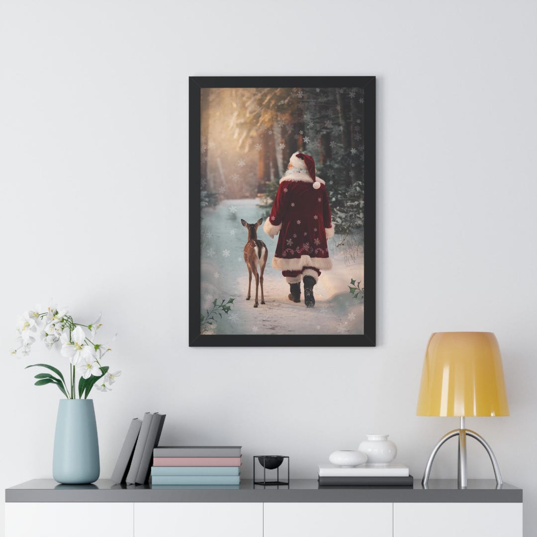Magical Santa in Snowy Forest Art Print Perfect Holiday Decor - Etsy