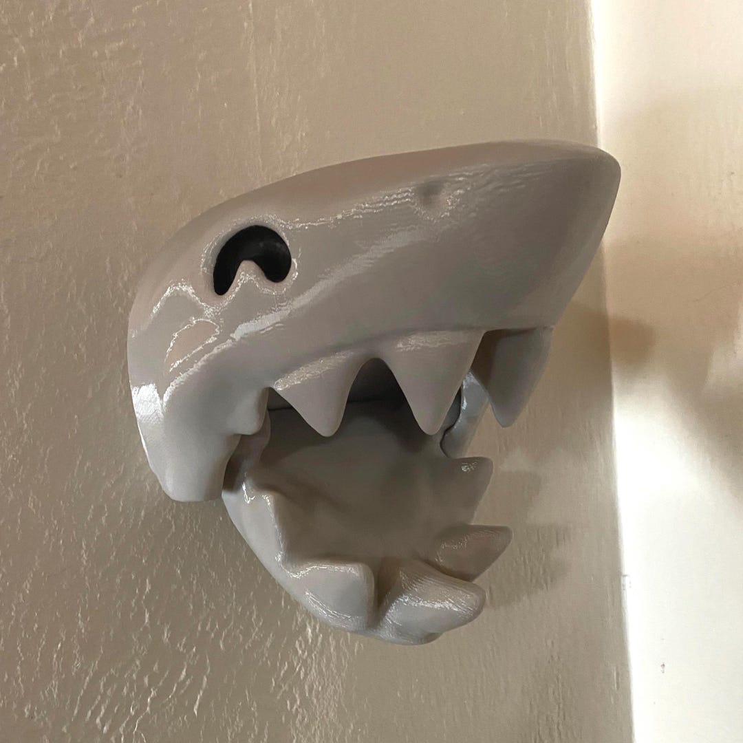 Gray Articulated Shark Head Wall Mount, Unique Shark Decor for Kids ...