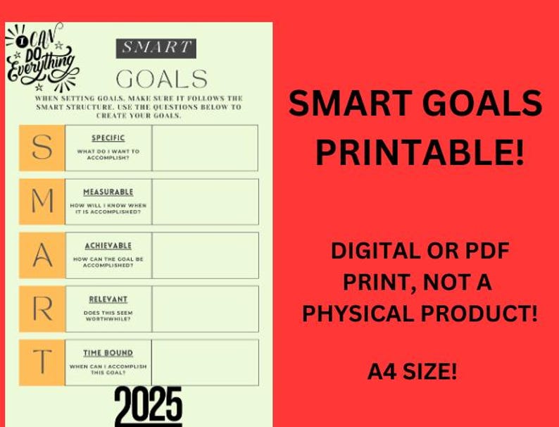 Smart Goals Planner PDF | A4 Printable & Digital Editing - Etsy