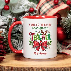 Personalized Christmas Teacher Mug, Teacher Christmas Mug, Cute Teacher ...