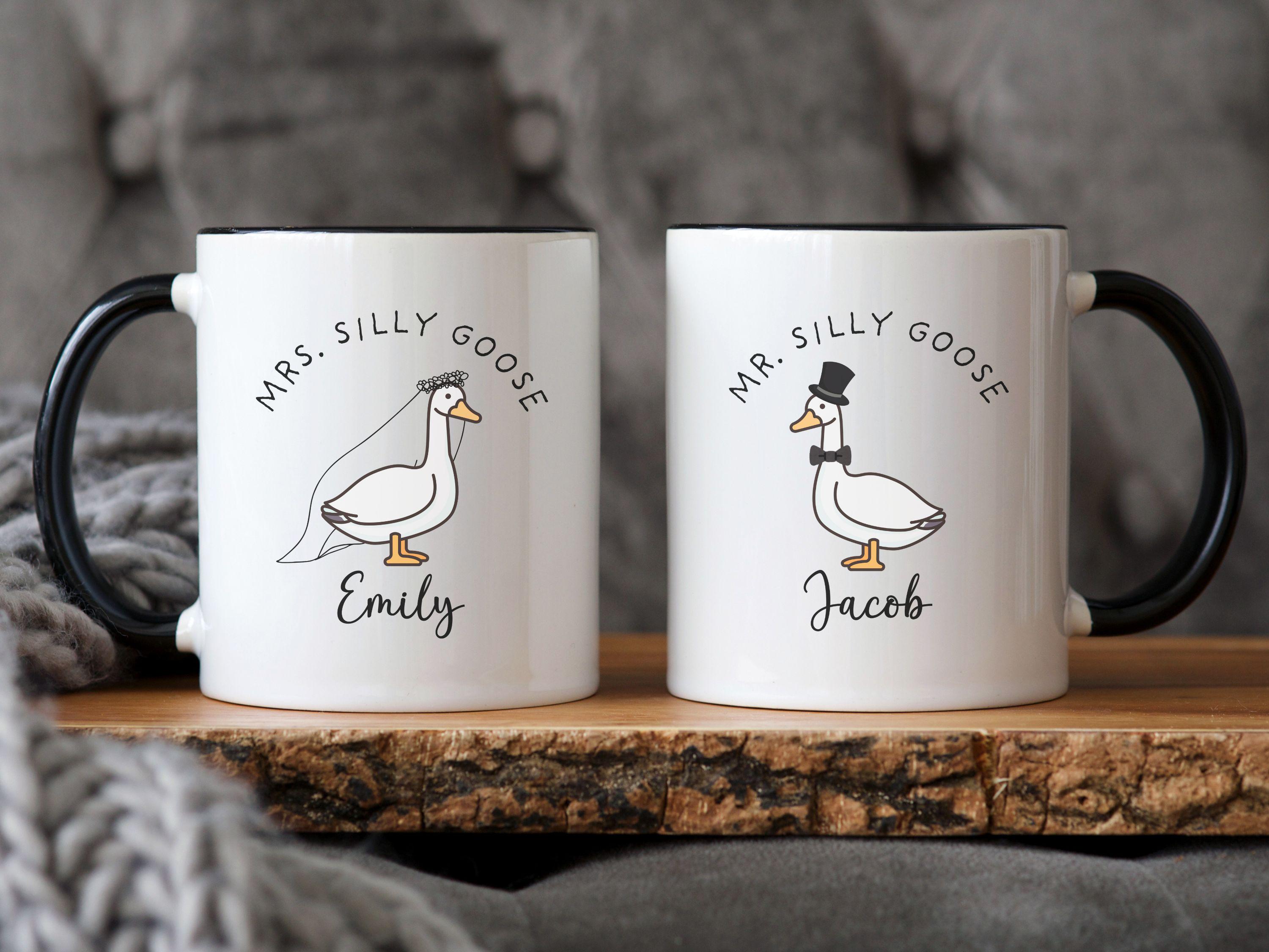 Custom Mr. and Mrs Silly Goose Wedding Mug Engagement Coffee Mug Funny ...