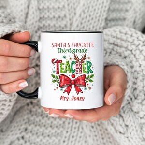 Personalized Christmas Teacher Mug, Teacher Christmas Mug, Cute Teacher ...