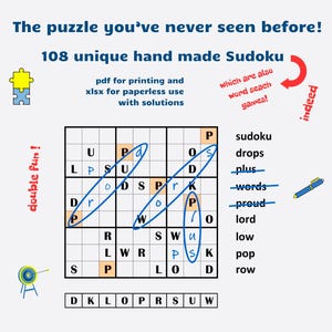 Word Search Sudoku - the Double Puzzle - Etsy