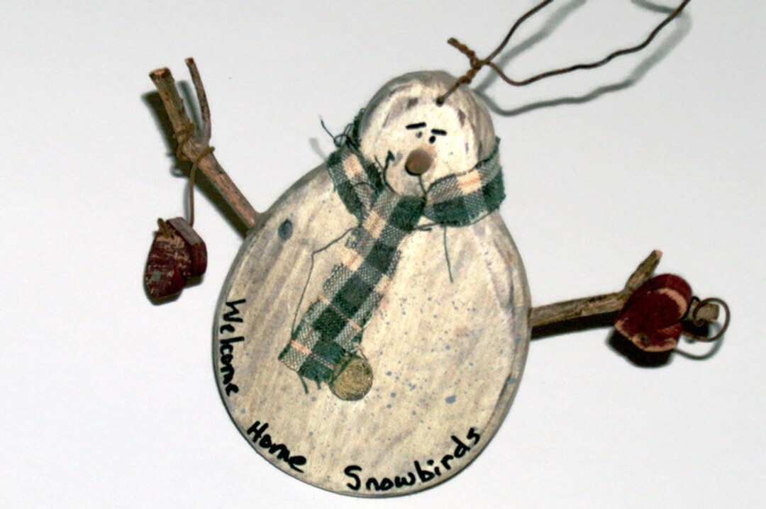 Vintage Wood Snowman Handmade Welcome Home Snowbird Sign Wood Snowbird ...