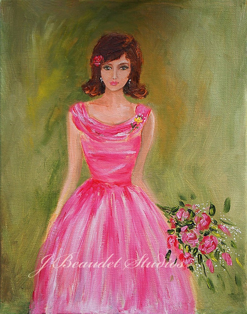 Original Art Print of Oil Painting Pretty in Pink - Etsy