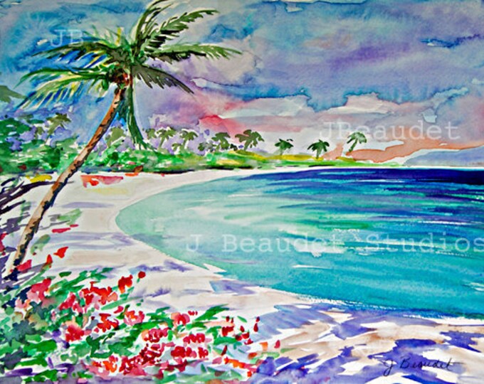 Original Watercolor Illustration Landscape Hawaii Abstract - Etsy