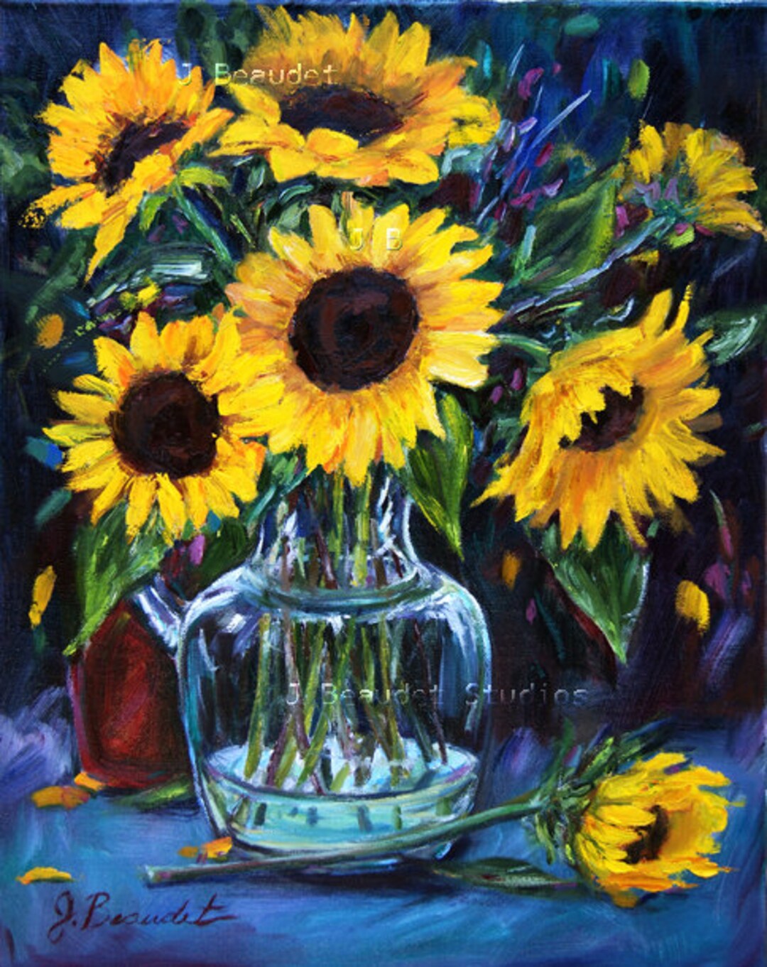 Print of Original Painting FLORAL ART Sunflowers Giclee 8x10 by ...
