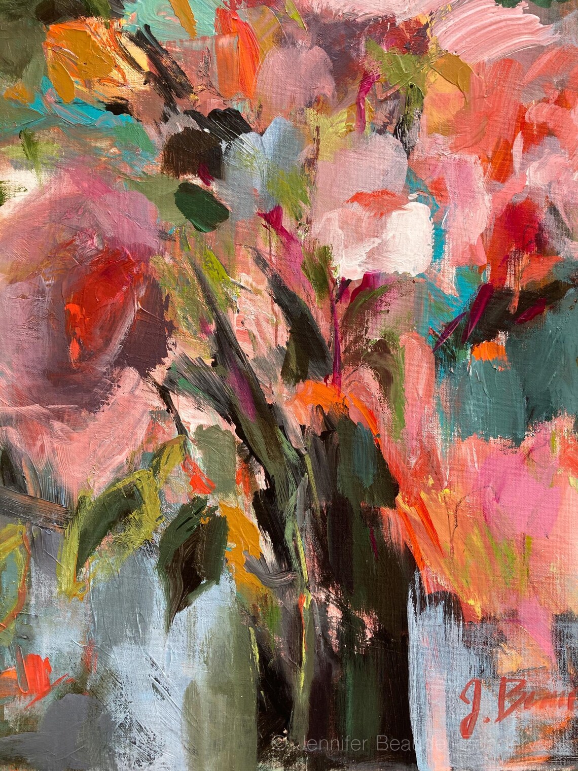 Original Peonies Painting: Abstract Impressionist Still Life, 18x24" - Etsy