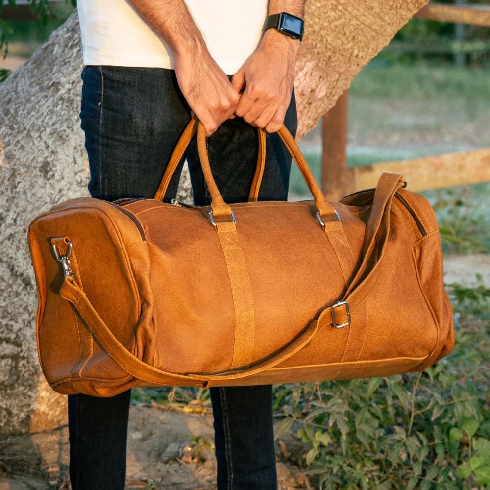 Handcrafted Full Grain Leather Weekender Bag, Retro-style Duffle With ...