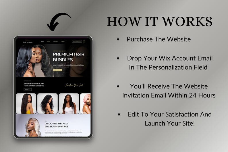 Wix Website Template: Hair Bundles, Wigs & Extensions Ecommerce Shop - Etsy