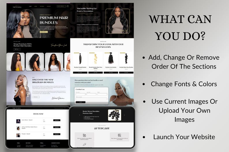 Wix Website Template: Hair Bundles, Wigs & Extensions Ecommerce Shop - Etsy
