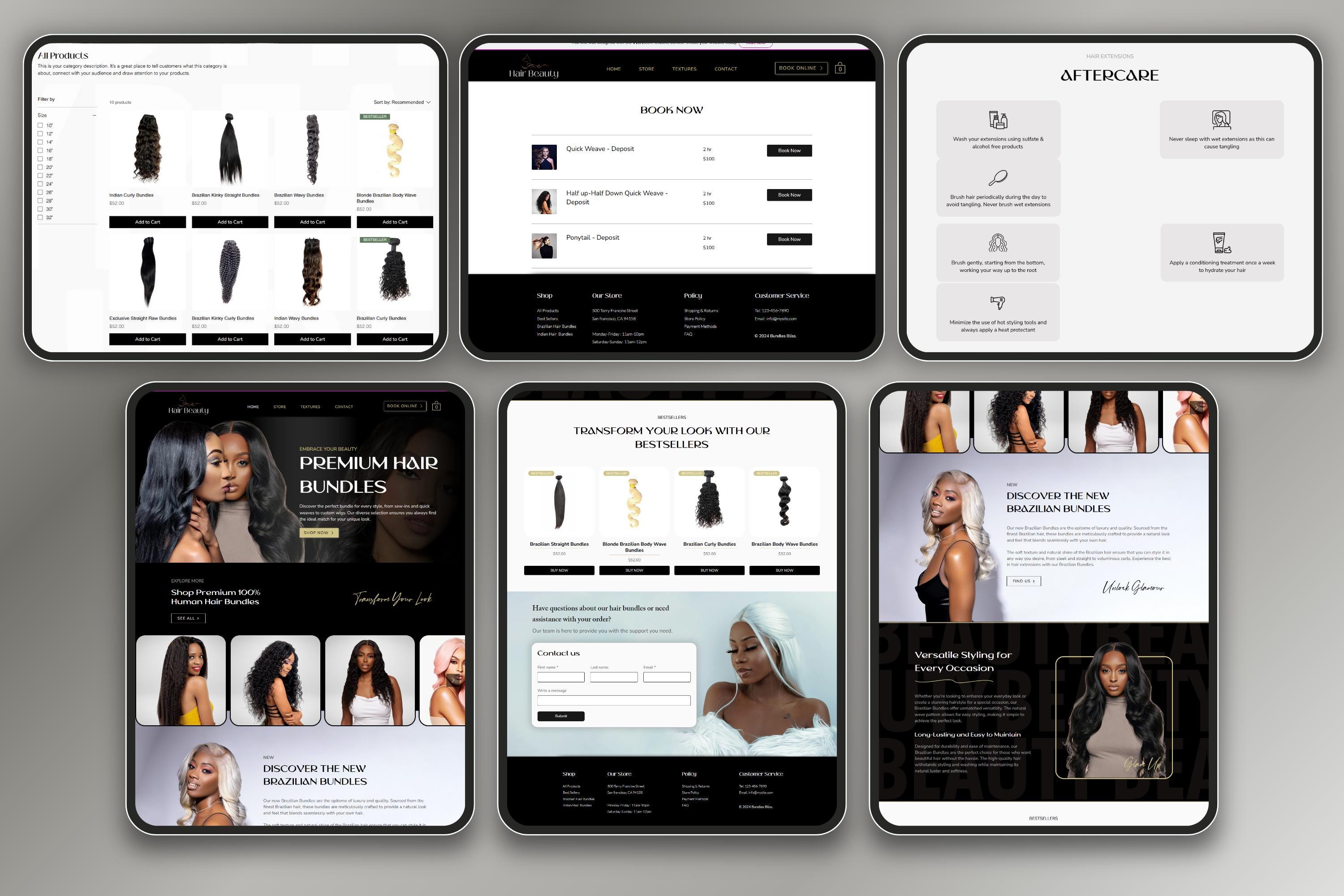 Wix Website Template: Hair Bundles, Wigs & Extensions Ecommerce Shop - Etsy