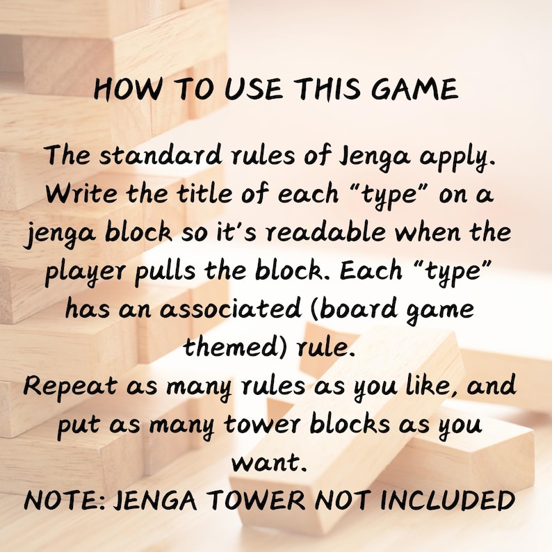 Drinking Jenga: Board Game Edition - Etsy