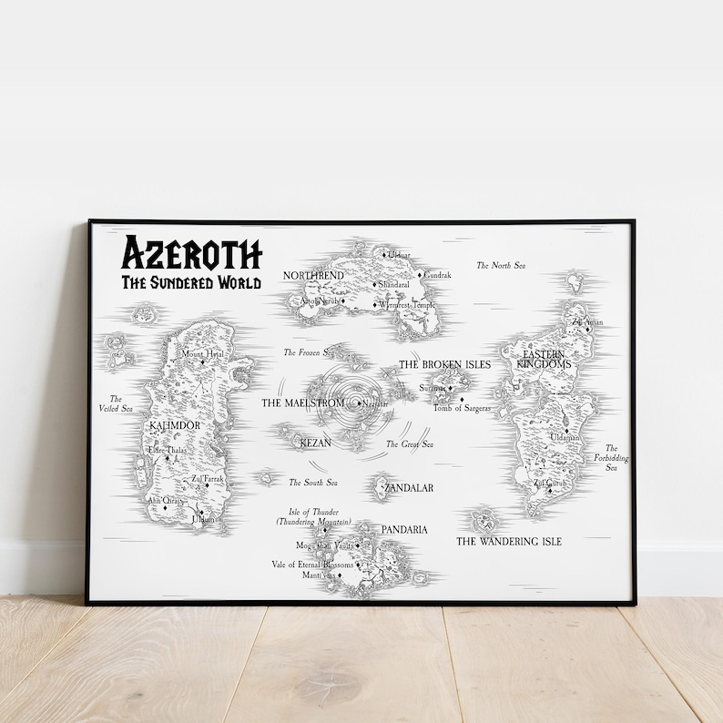 Map of Azeroth: the Sundered World - Etsy